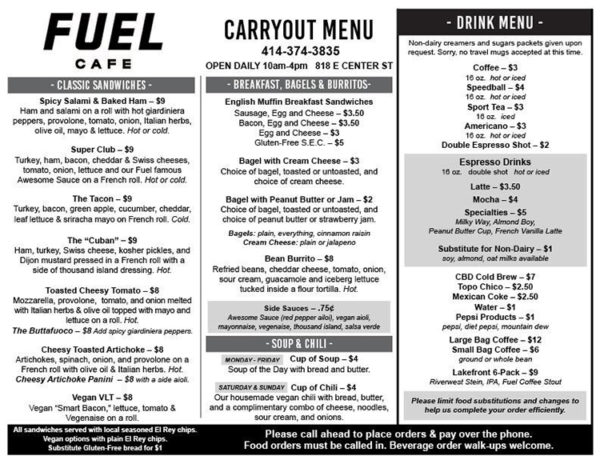 The Original Fuel Cafe will offer carryout beginning May 27 | Milwaukee ...
