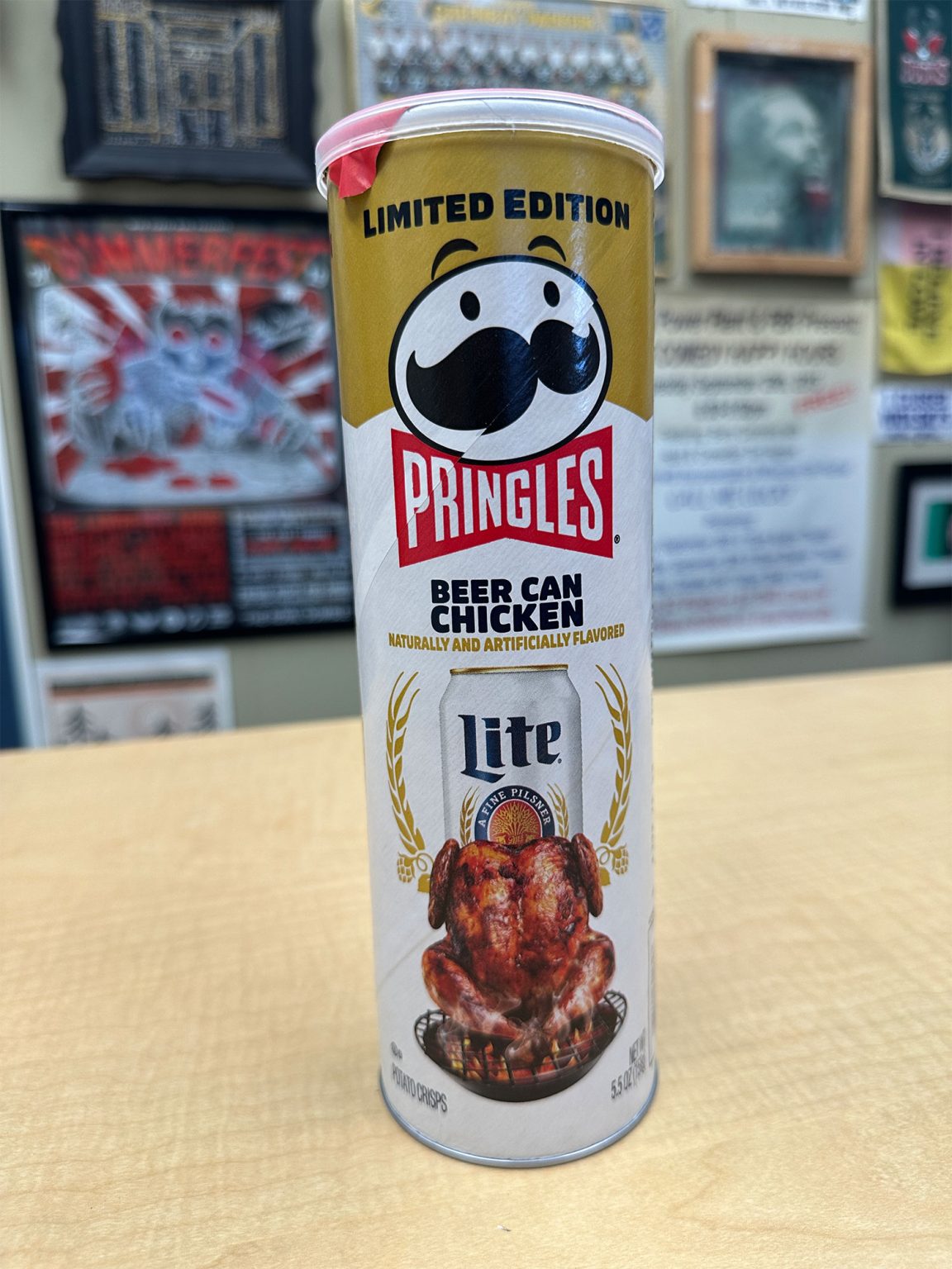 Wisconsin Taste Test: Miller-branded Pringles, Miller-branded bar nut ...