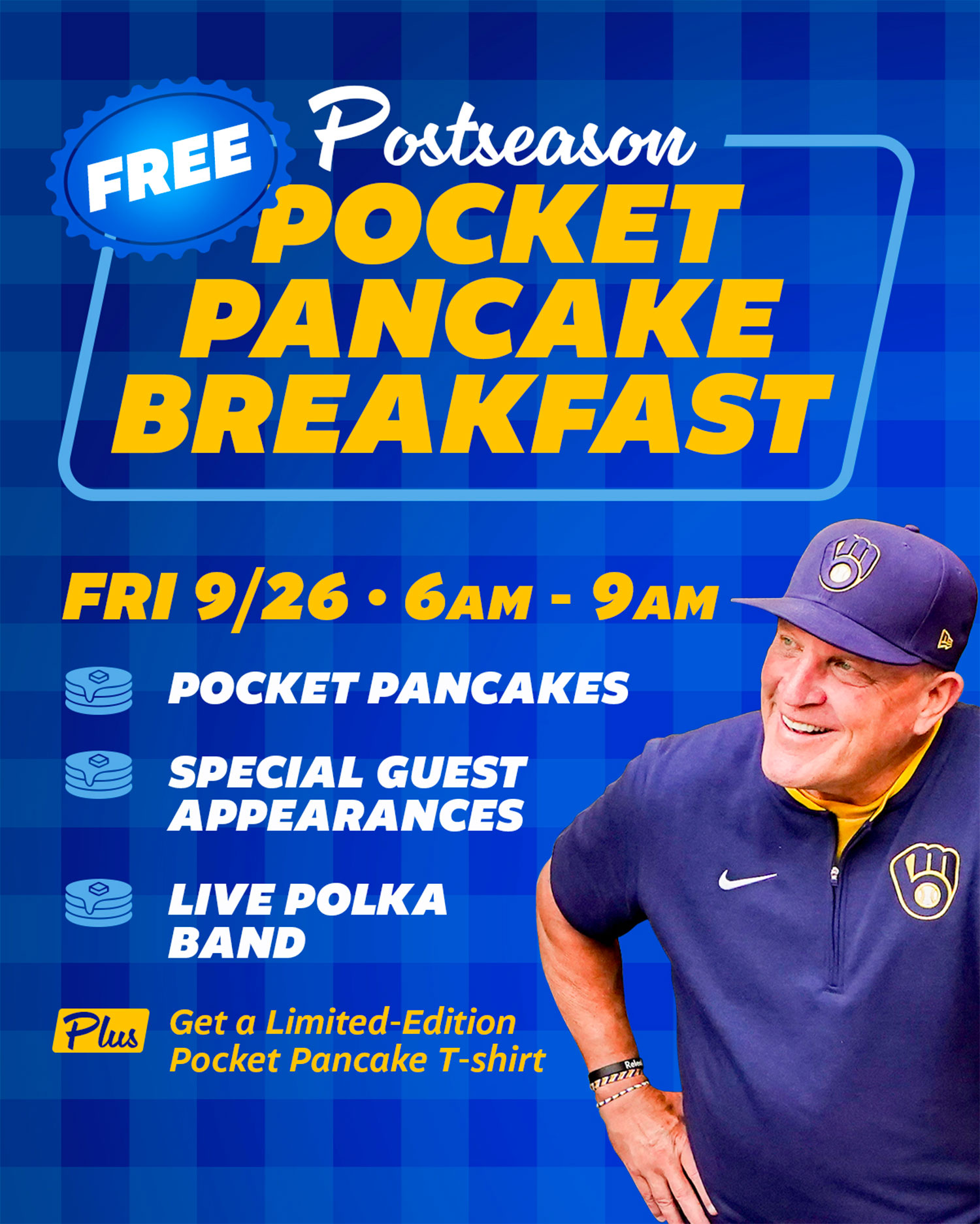 “Batter” up!!!! Brewers announce Postseason Pocket Pancake Breakfast ...
